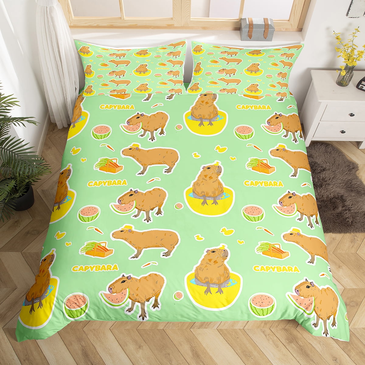 Kids Capybara Comforter Cover Kawaii Pet Animal Quilt Cover for Girls ...
