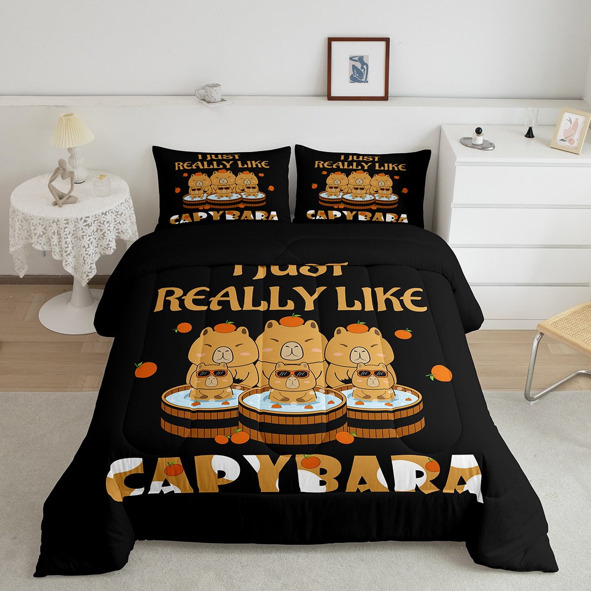 Kids Capybara Comforter Set Full Size, Cute Capybara Bedding Gifts for Capybara Lovers, Lovely ...