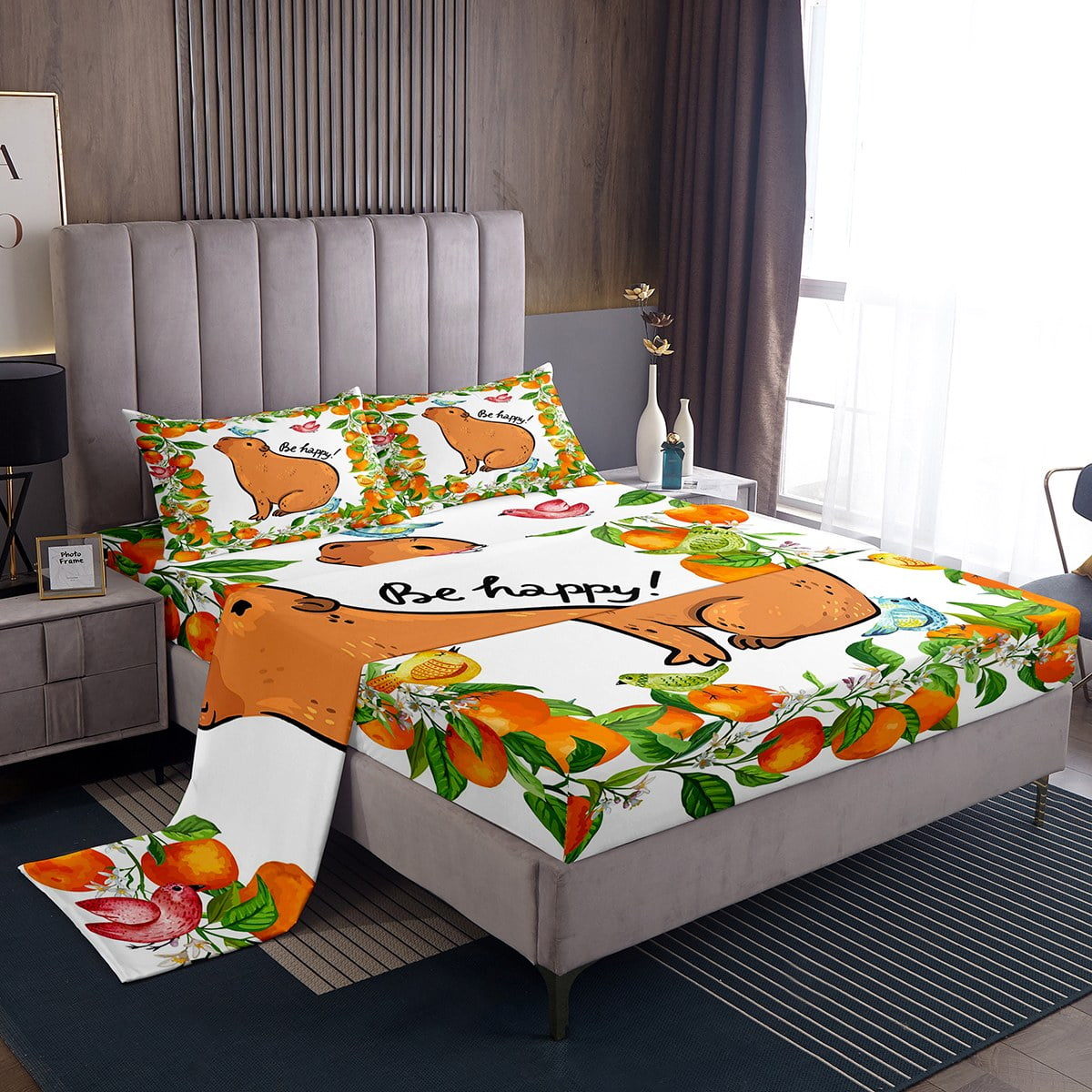 Kids Capybara Sheet Set Queen Size Cute Capybaras Bed Sheets Set Gifts ...