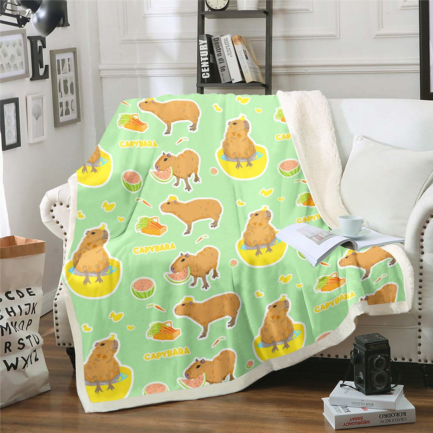 Capybara Throw Blanket Kawaii Pet Animal Fuzzy Blanket Twin Capybara ...