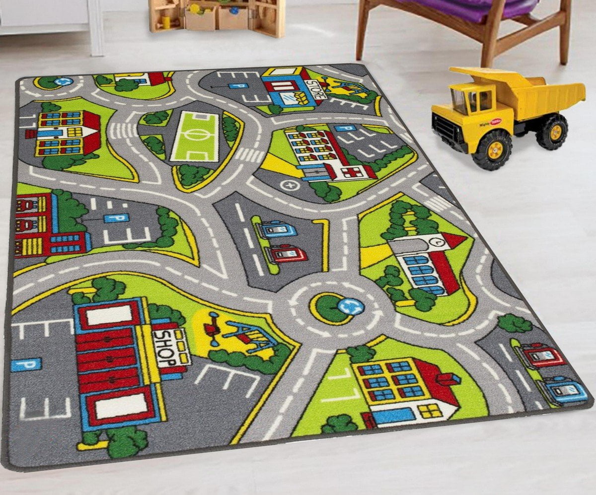 Kids Car Road Rugs City Map Play mat for Classroom/Baby Room Non-Slip ...
