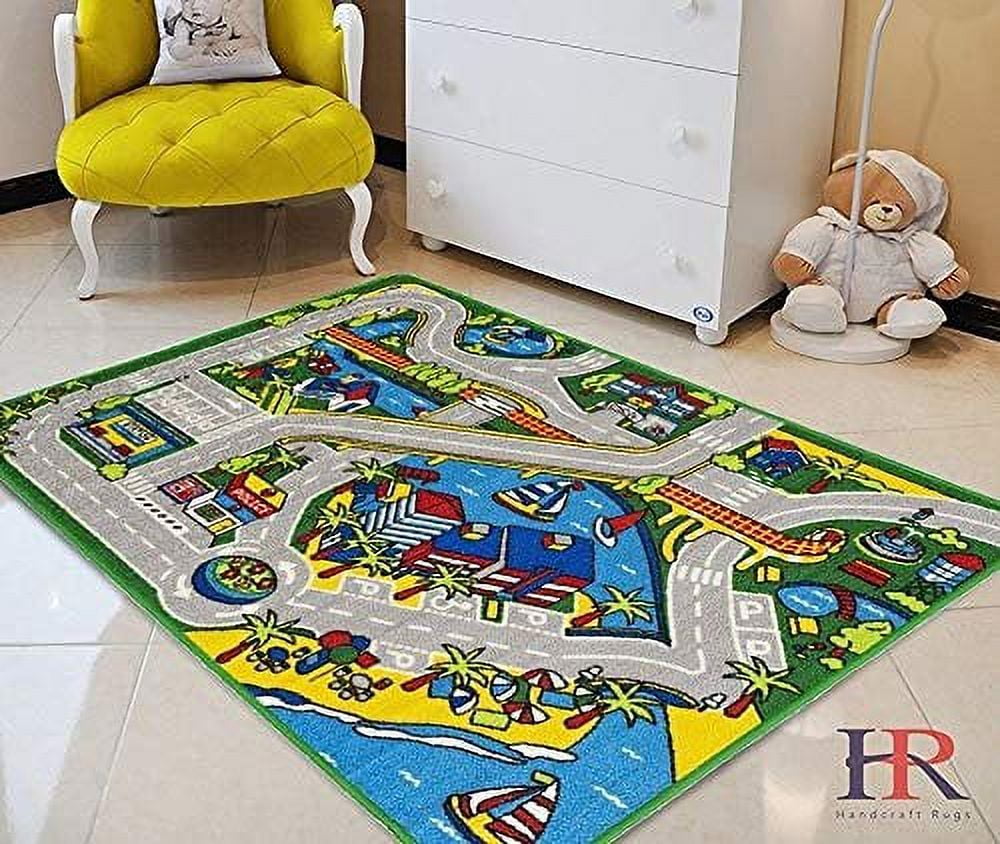 Kids Car Road Rugs Harbor Map Play mat for Classroom/Baby Room Non-Slip ...