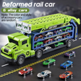 Kids Car Track Toys Carrier Transporter Truck Playset with 6 Alloy Race ...