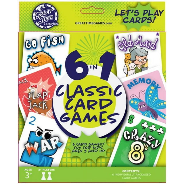 Kids Card Game Set. 6 Decks, includes Go Fish, Old Maid, Crazy 8's ...