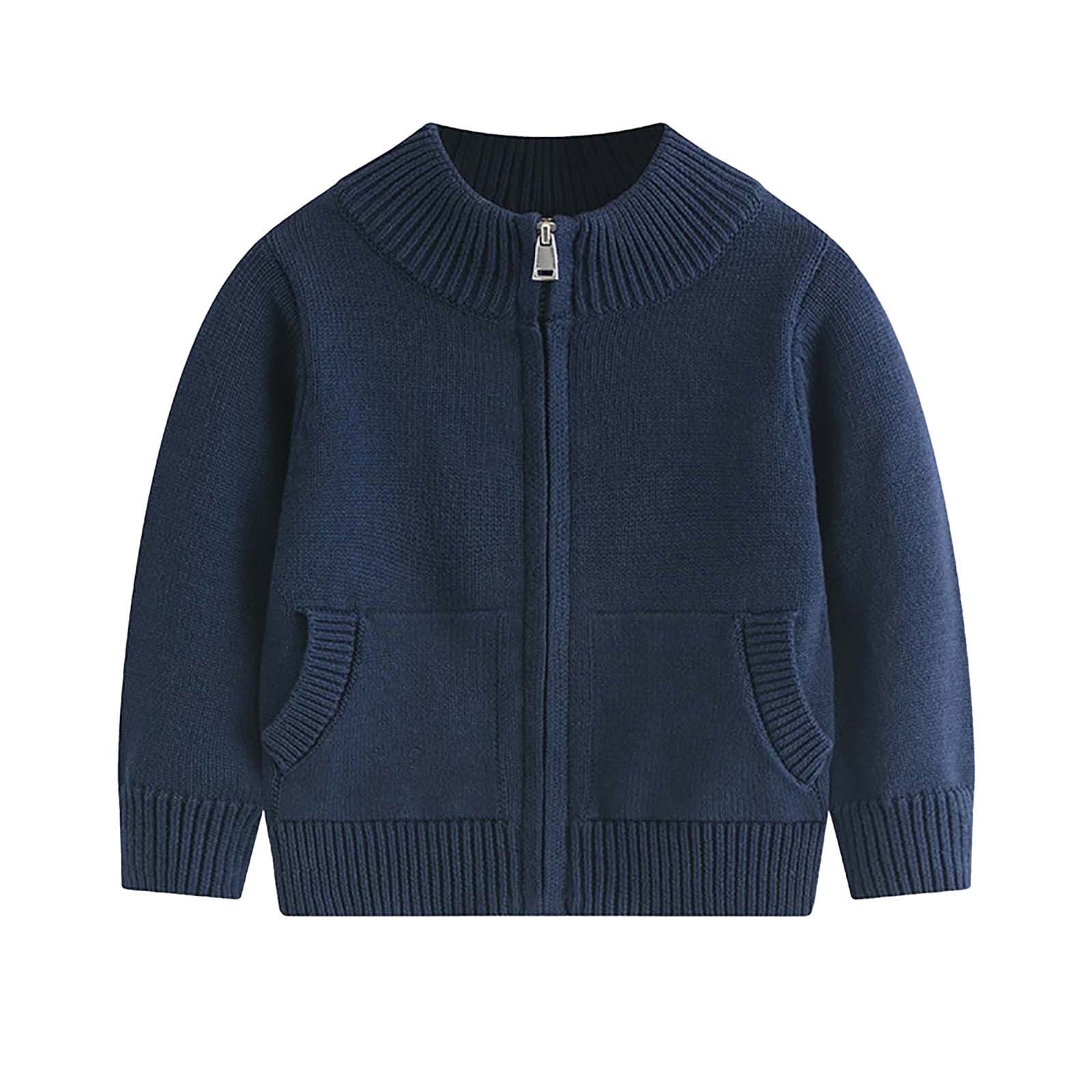 Kids Cardigans Sweater Full Zip Crewneck Cotton School Uniforms Solid ...