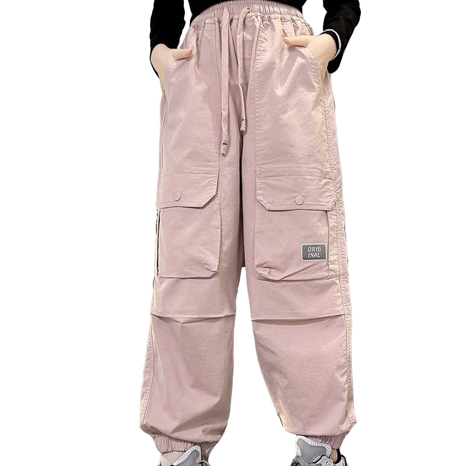 Kids Cargo Pants Fashion Baggy Pants Wide Leg Pink Cargo Pants with ...