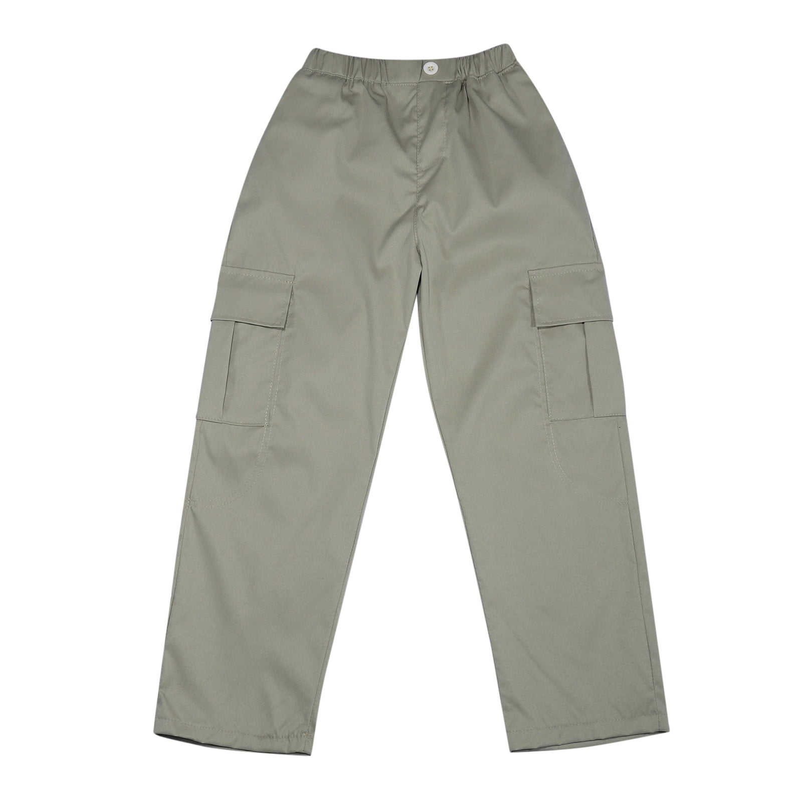 Kids Cargo Pants Girls Elastic High Waisted Drawstring Cargo Joggers ...