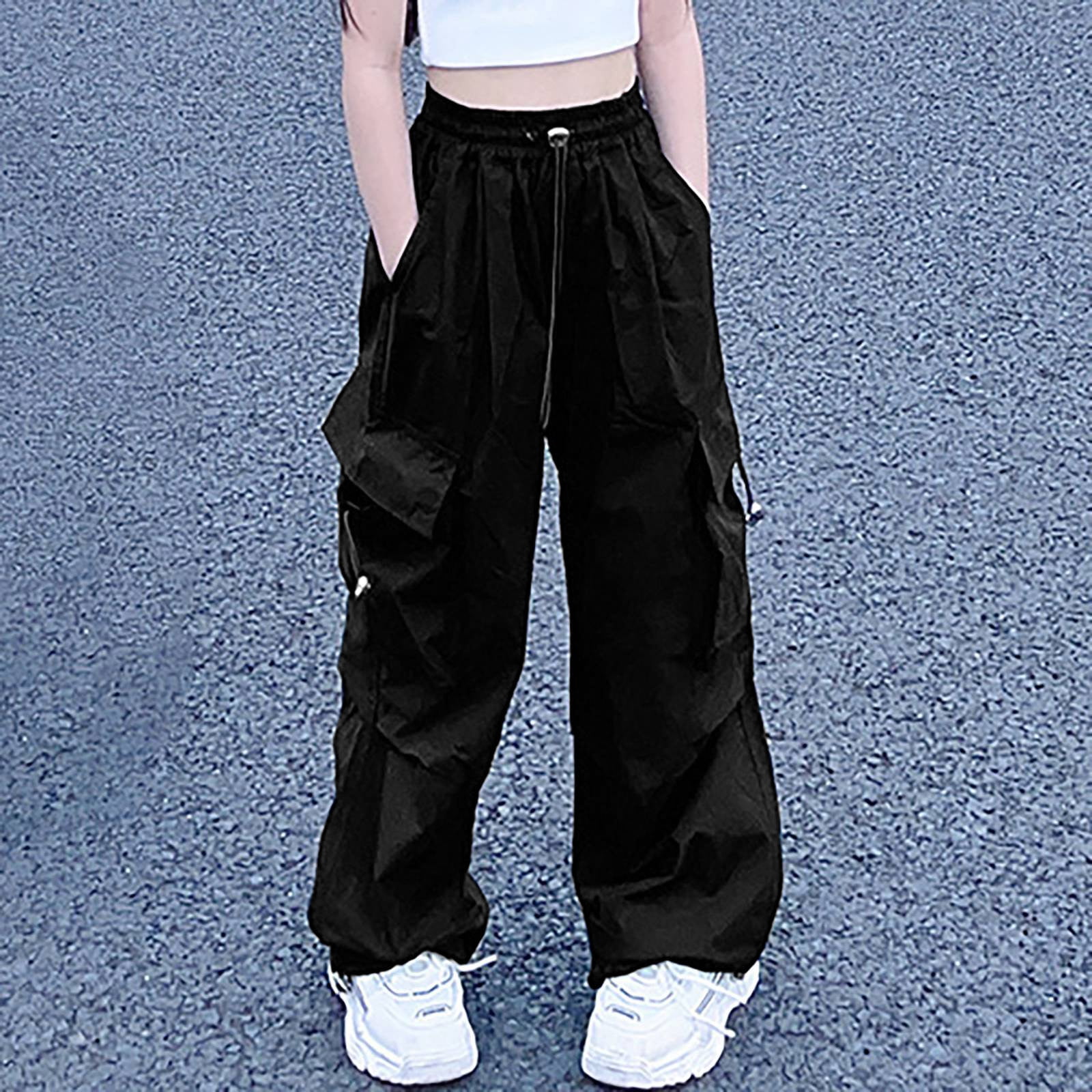 Kids Cargo Pants Girls Elastic Waist Drawstring Cargo Joggers With ...