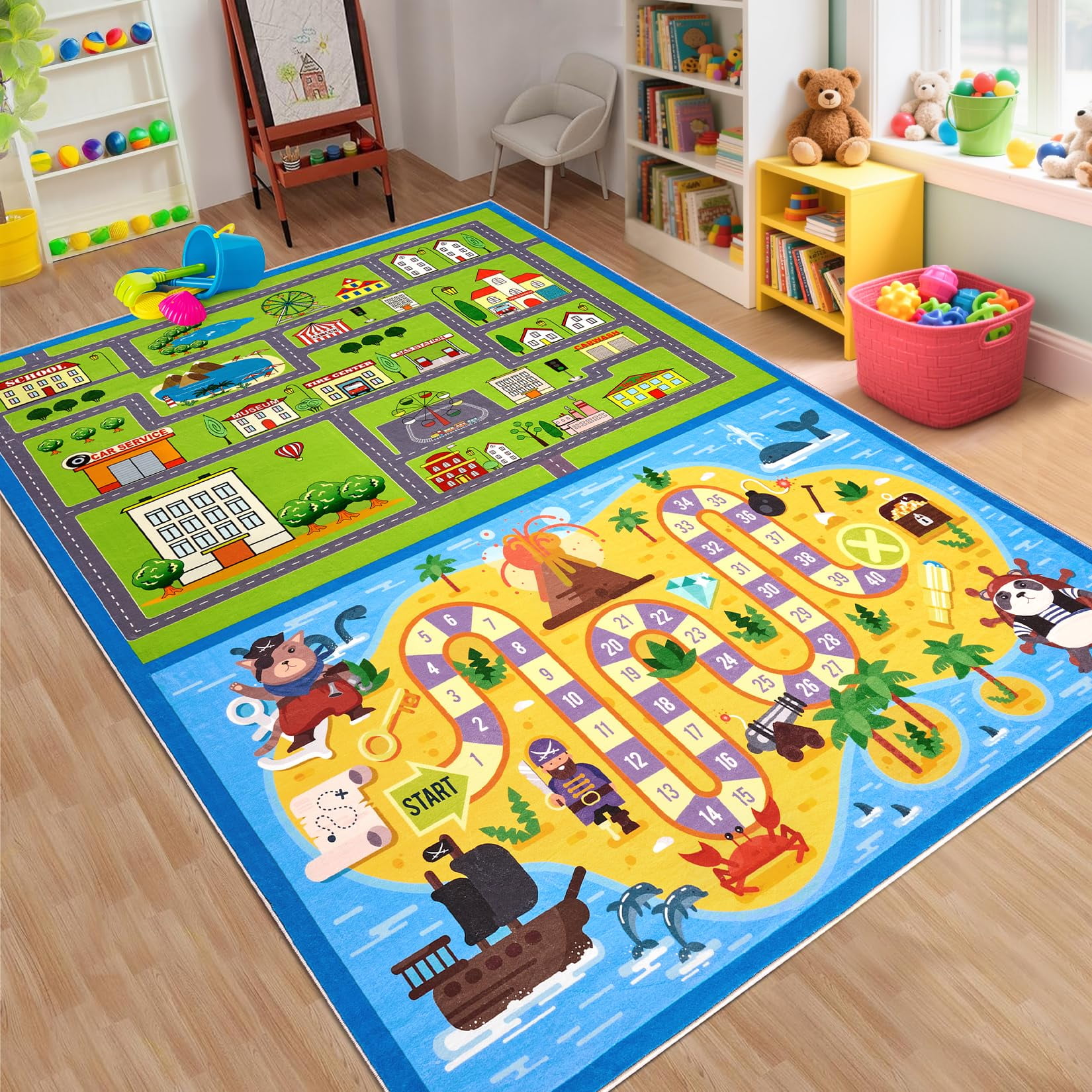 Kids Carpet,4x6 Playmat Rug Kids Play Rugs Activity Playroom Floor ...