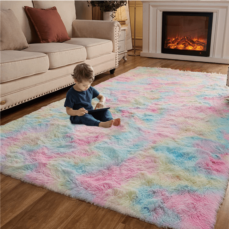 Kids Carpet Girl Rainbow Colors Carpets For Living Room Large Push Soft ...