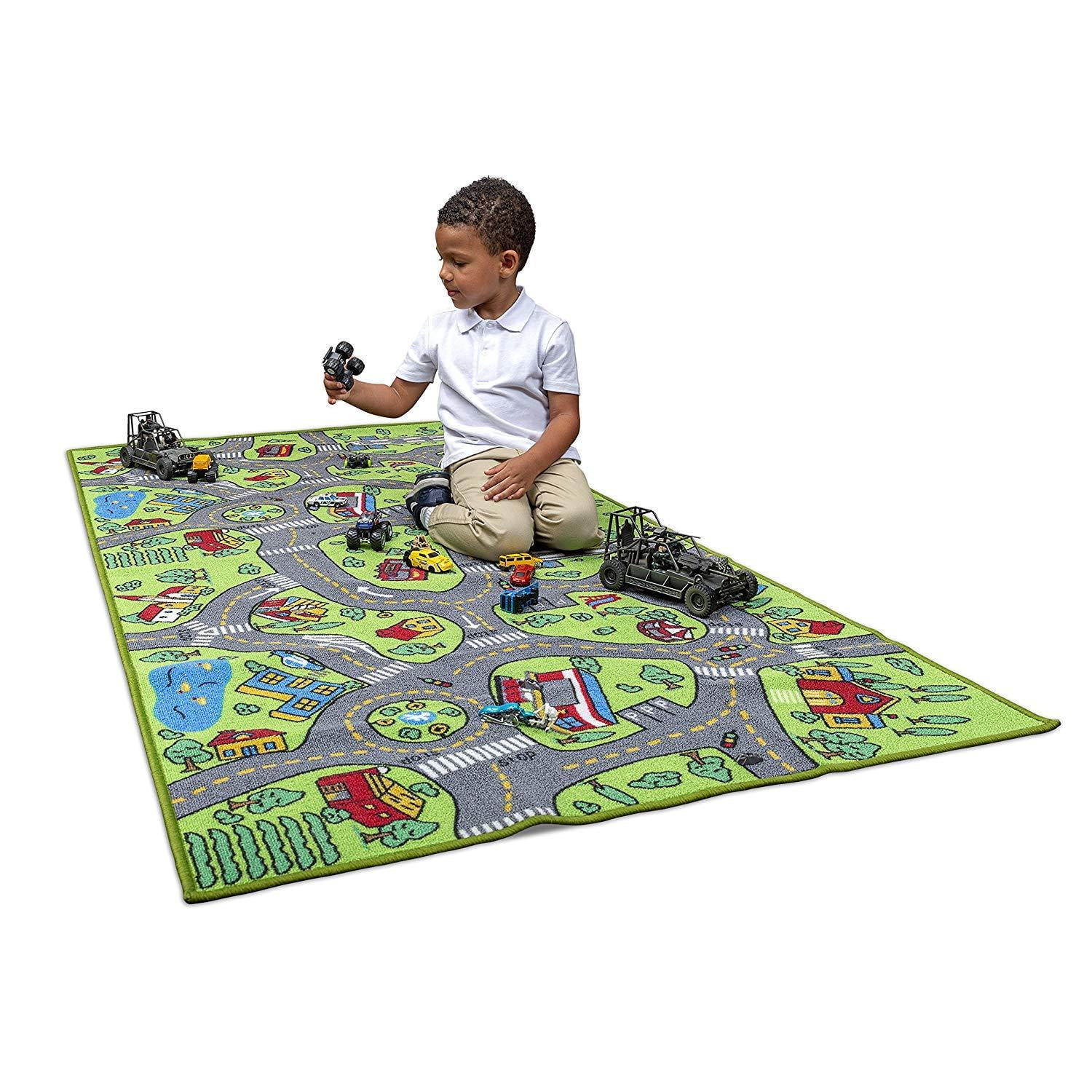 Kids Carpet Playmat City Life Educational Road Traffic Rug, Multi-Color ...