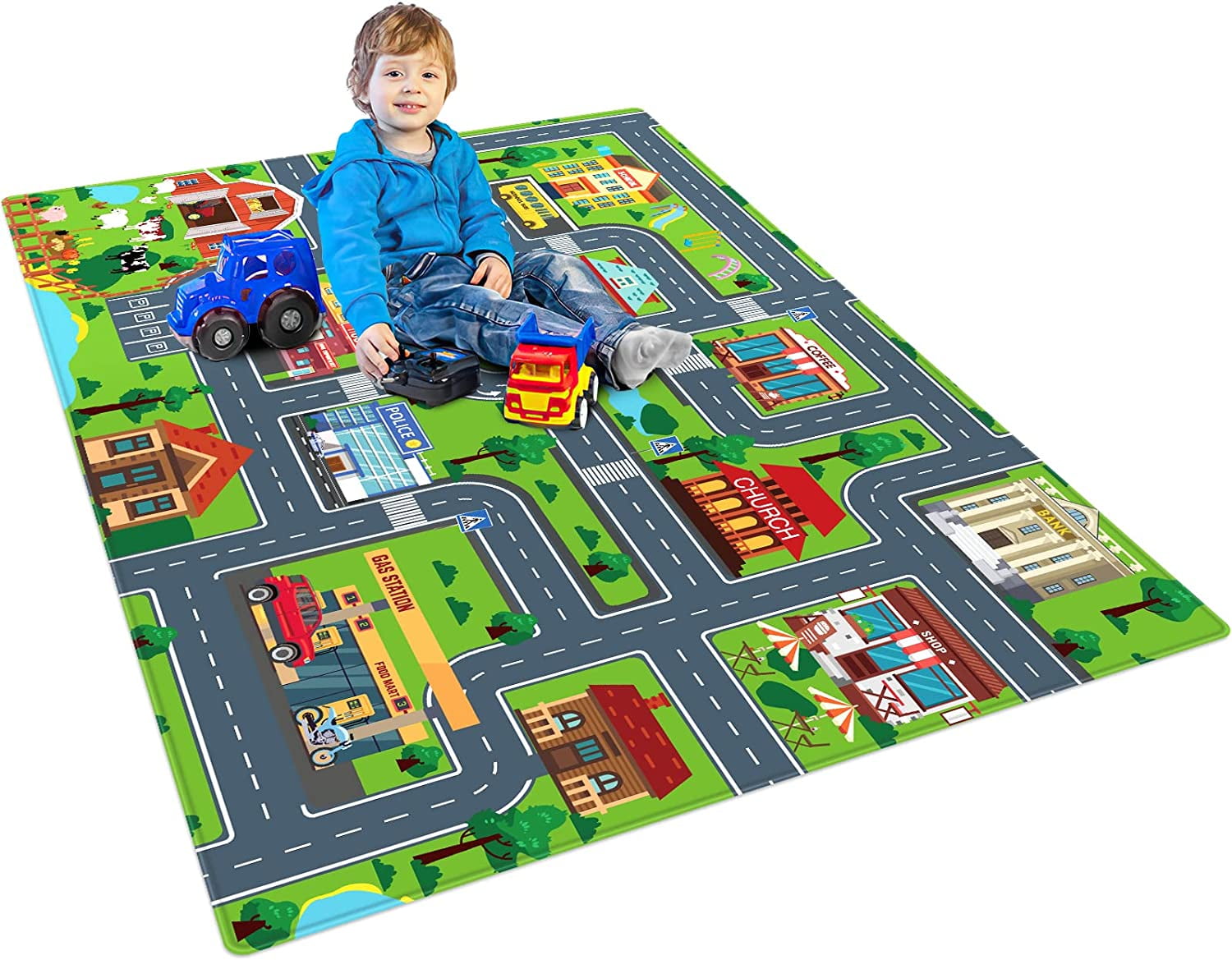 Kids Carpet Playmat, Rug for Playroom, Mat, Kids Play Rugs Town City ...
