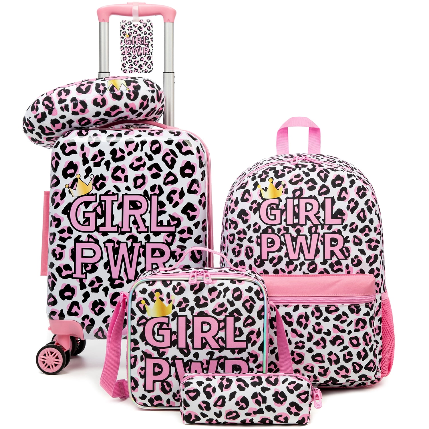 Kids Carry on Luggage Sets Pink Suitcases with Wheels Hardshell for ...