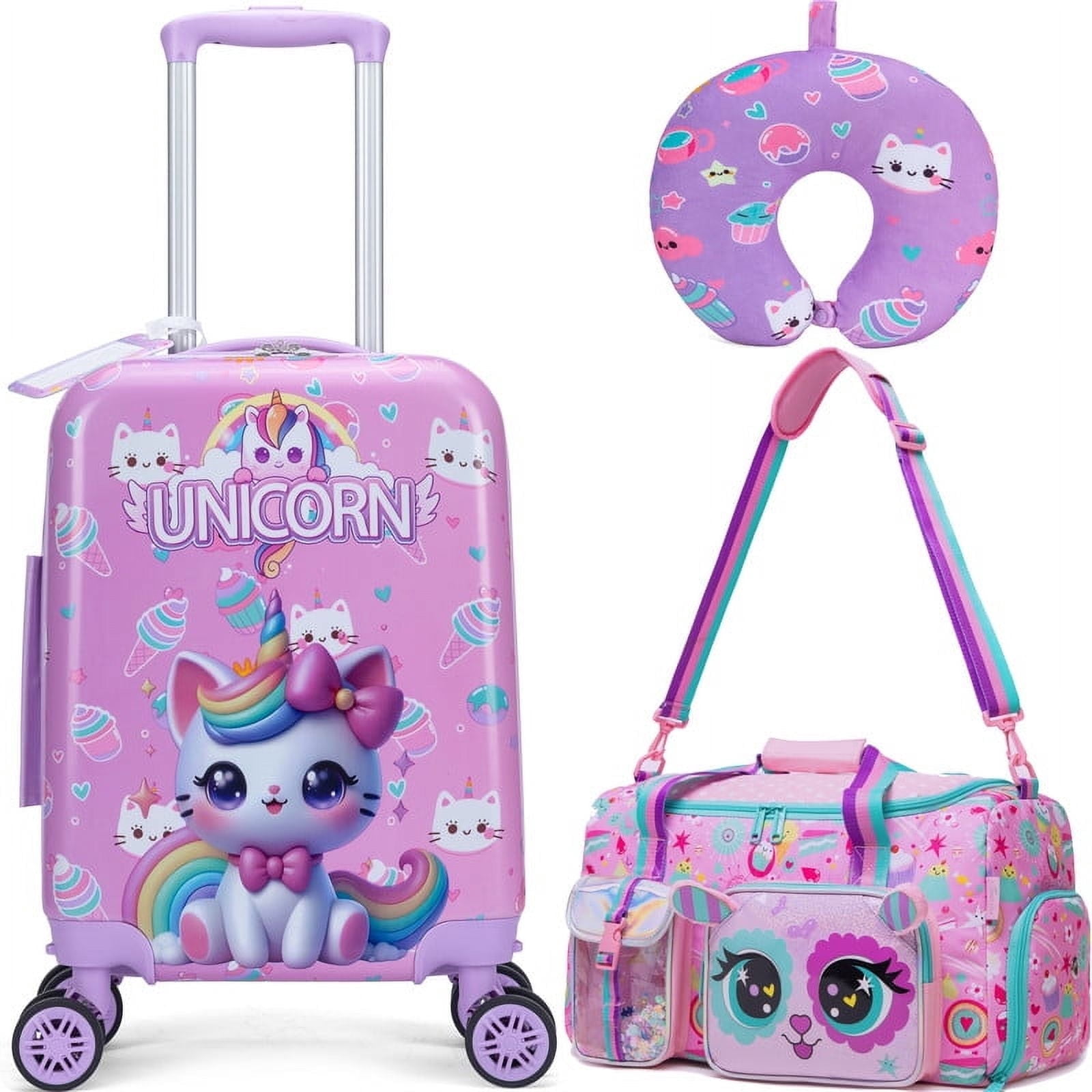 Kids Carry on Luggage Sets for Girls Pink Suitcases with Wheels ...