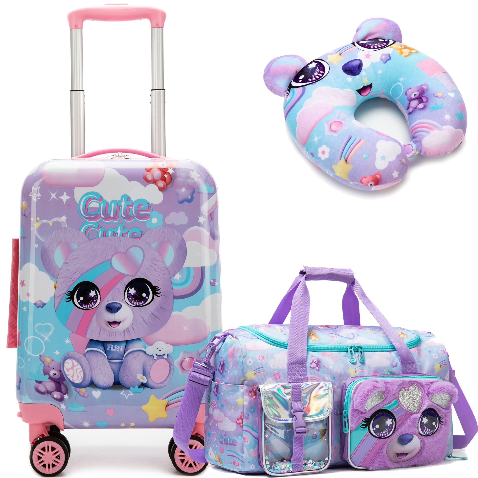 Kids Carry on Luggage Sets for Girls Rolling Small Suitcases with ...