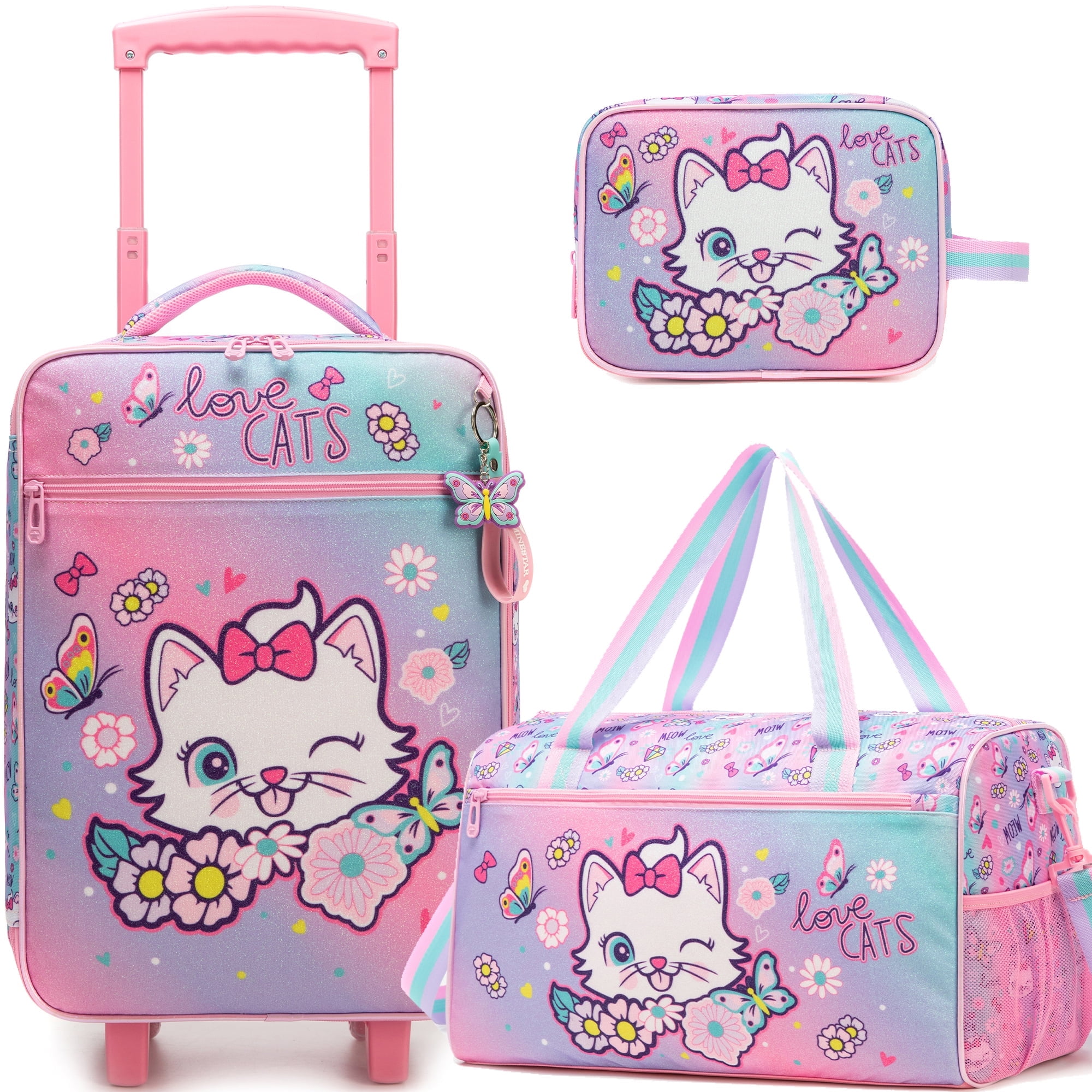 Kids Carry on Luggage Sets for Girls Suitcases with Wheels Pink Travel ...
