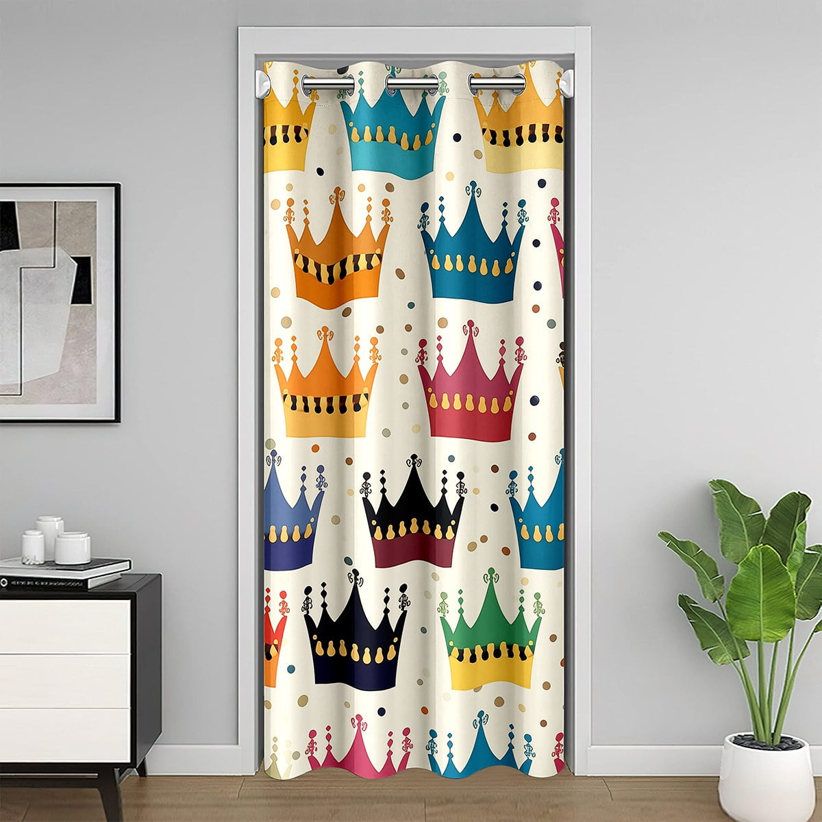 Kids Cartoon Crown Room Divider Curtain,Colorful Crown Door Curtain For ...