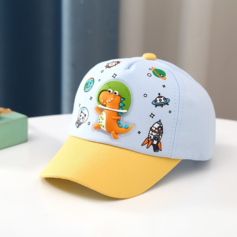 Kids Cartoon Dinosaur Cotton Lightweight Baseball Cap, 3D Rubber Patch ...
