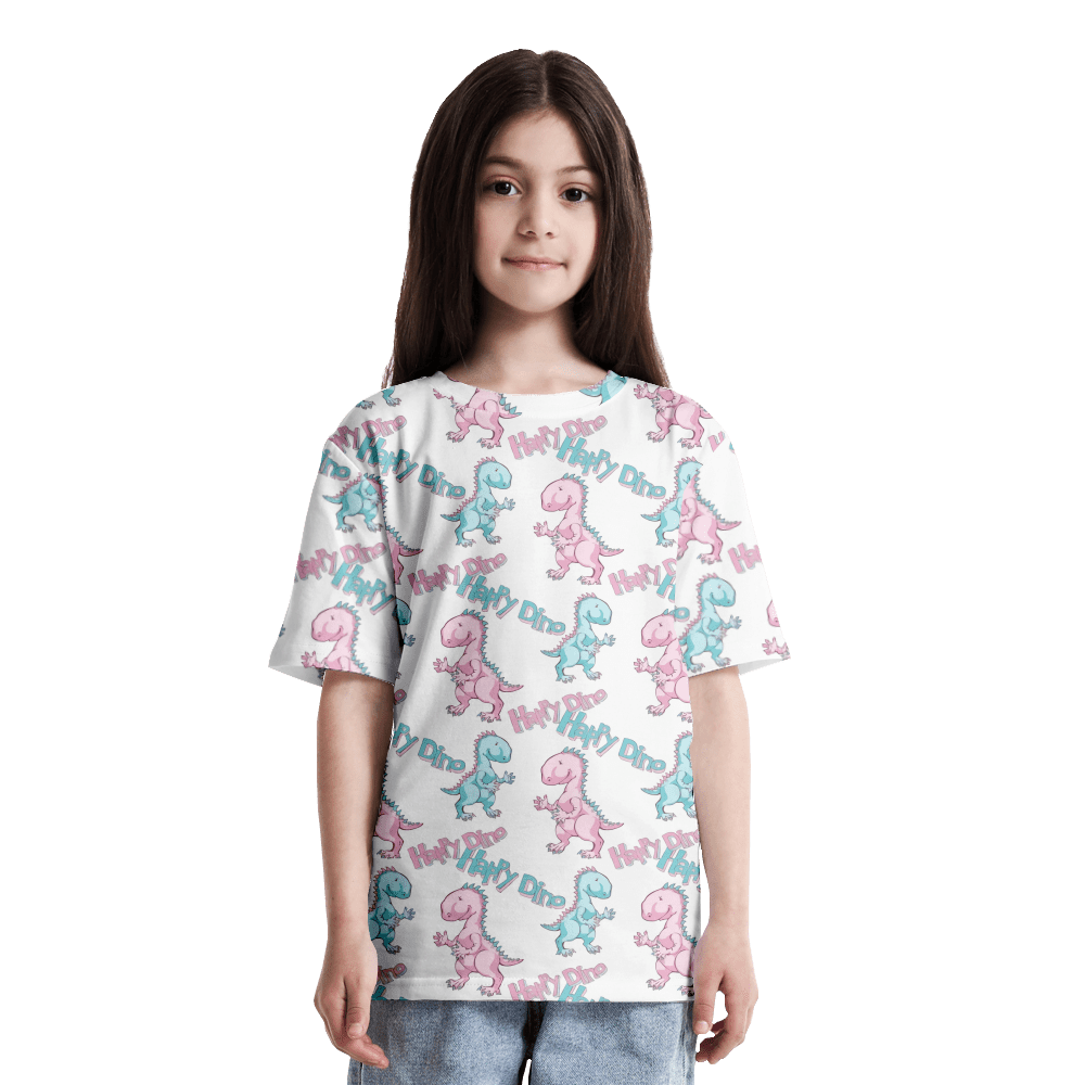 Kids Cartoon Dinosaur Special Scoop Neck Funny Graphic T-Shirt Tee ...
