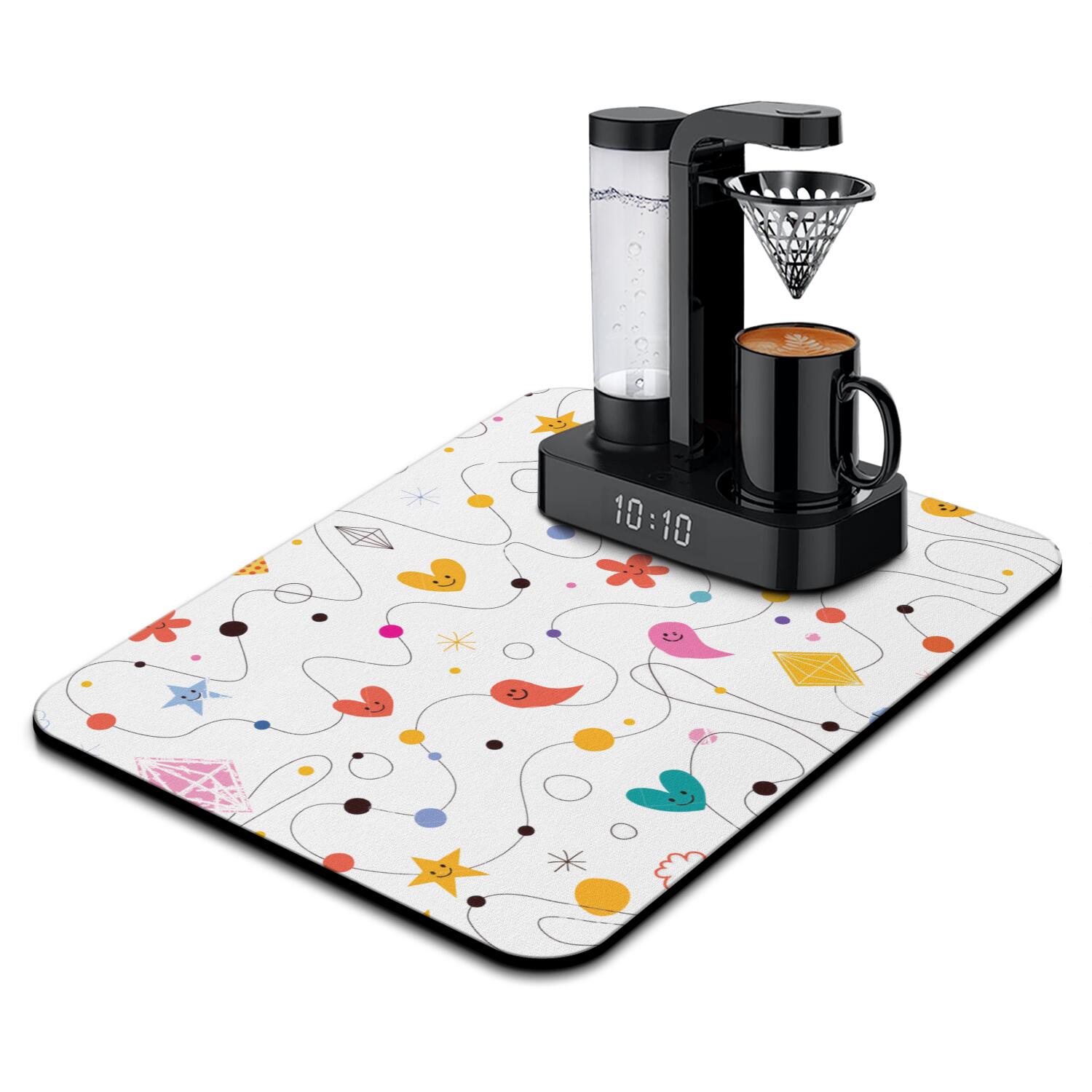 Kids Cartoon Dish Drying Mat, Cute Colorful Graffiti Absorbent Kitchen ...