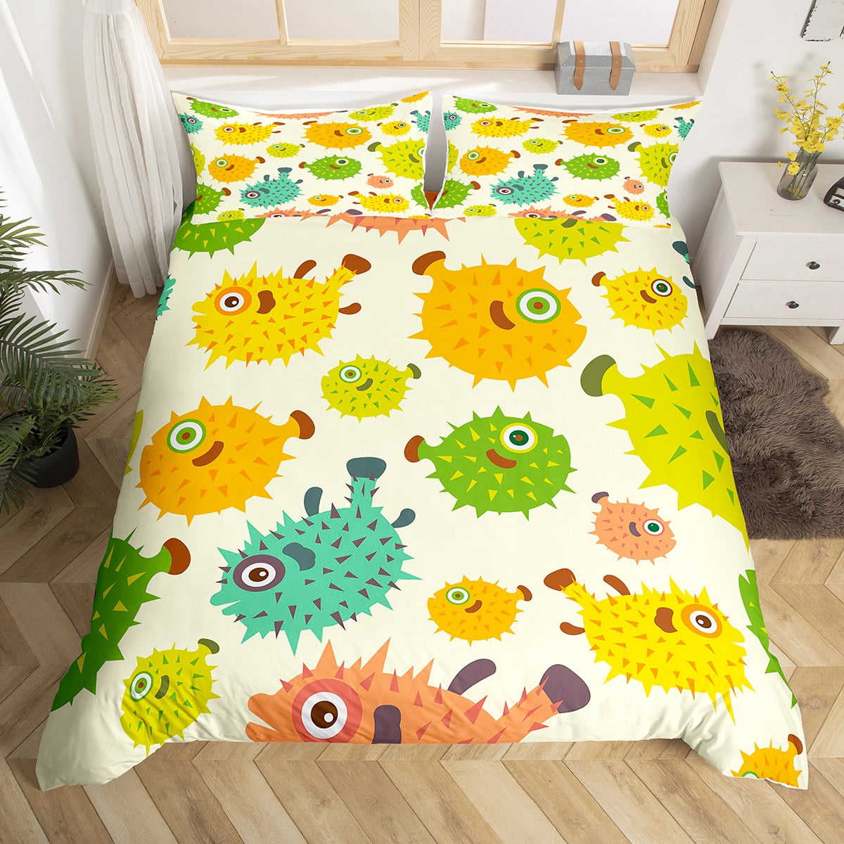 Kids Cartoon Duvet Cover Twin Size Cute Cartoon Balloon Fish Comforter ...