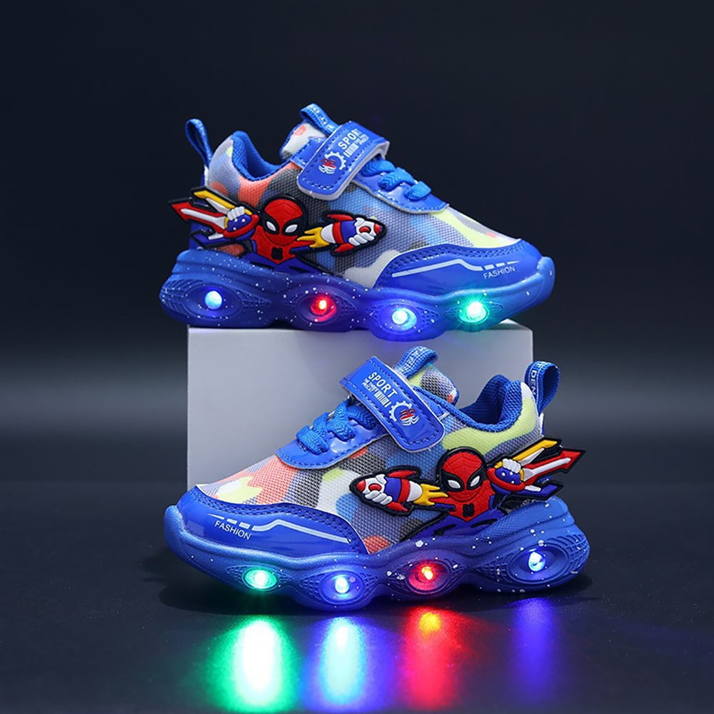 Kids Cartoon Luminous Sports Shoes | Superhero Spider-Man Boys Soft ...