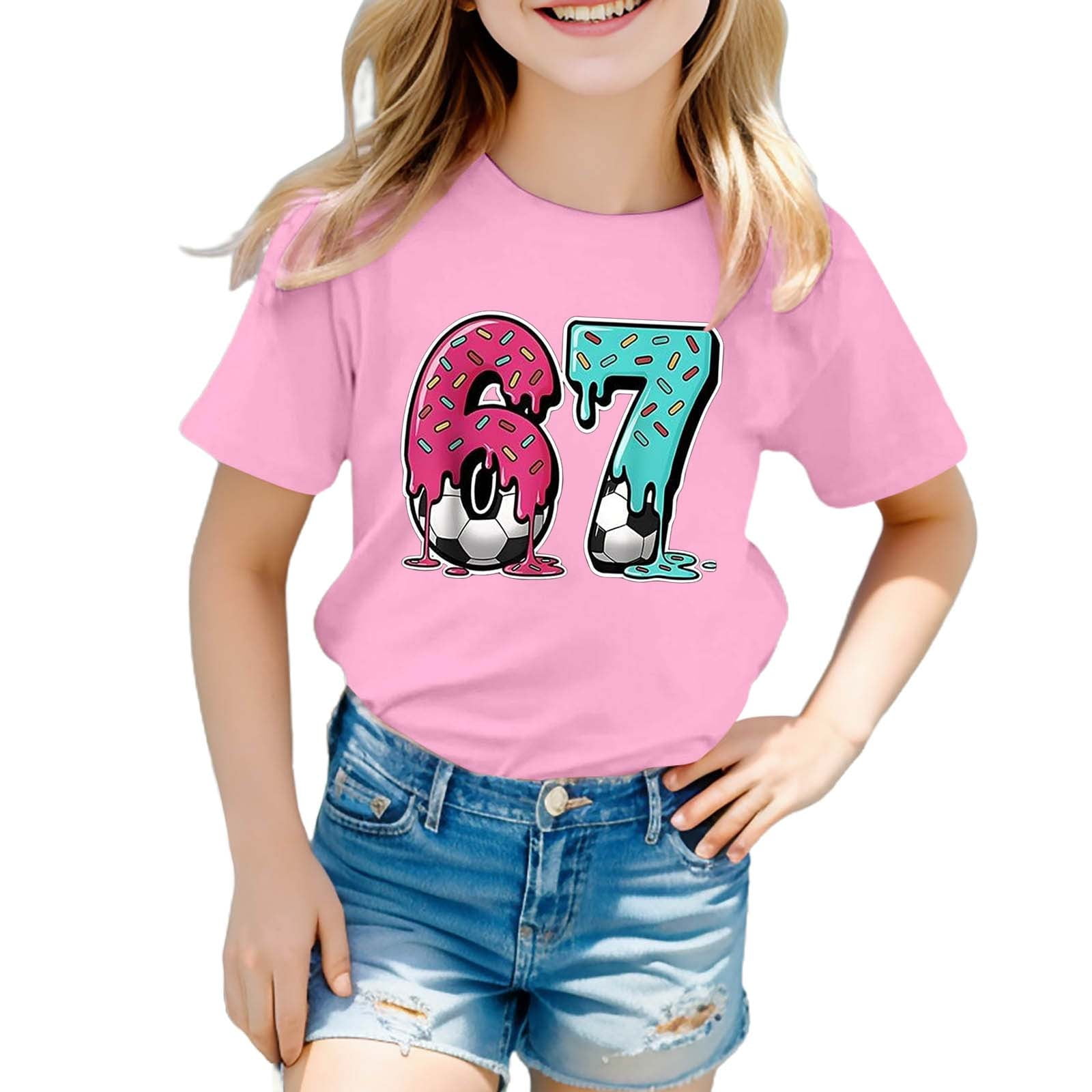 Kids' Cartoon Number 67 Short Sleeve Ice Cream Football Print Rap Hop ...