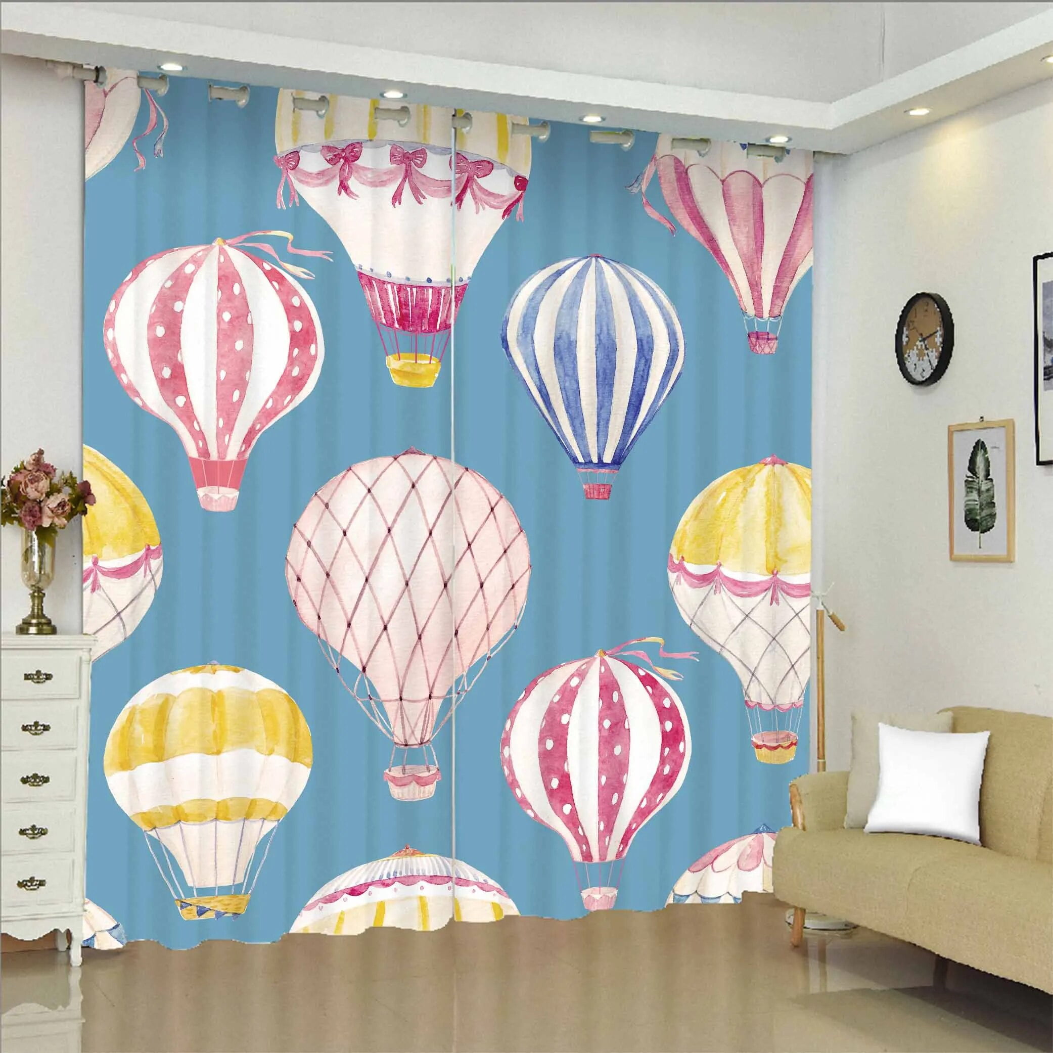 Kids Cartoon Window Treatments Cute Elephant Print Window Drapes Animal ...