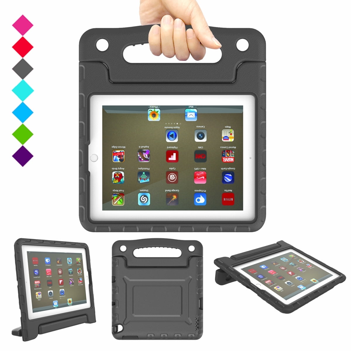 Kids Case for iPad 2 3 4 - Light Weight Shock Proof Convertible Handle Stand Kids Friendly for ...