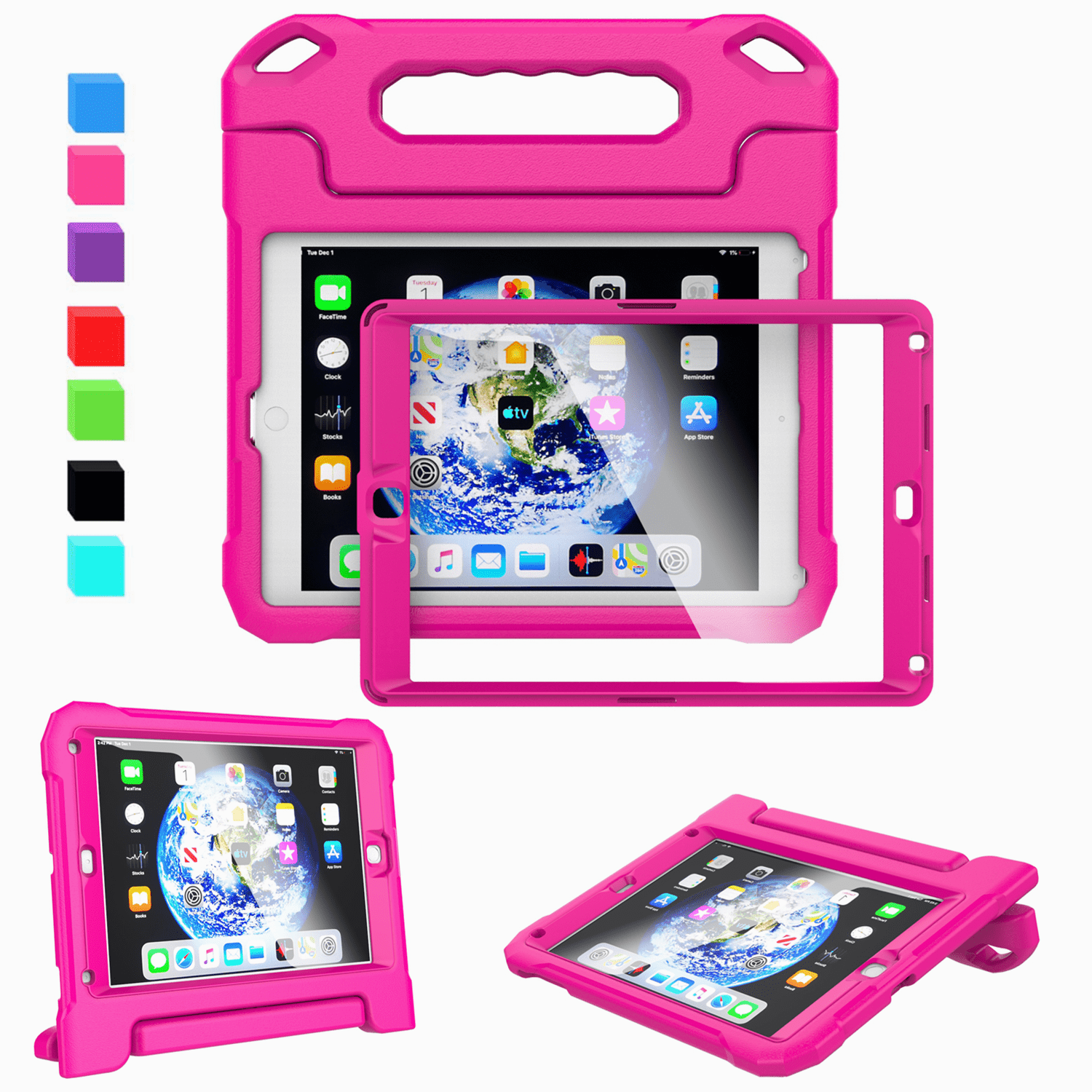 A ADENK Kids iPad Case, 9.7-inch 2016-2018, Shockproof, Built-in Screen ...