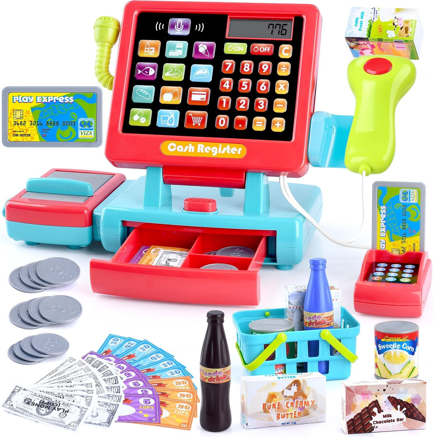 Kids Cash Register Toy - Pretend Calculator Register Toys with ...