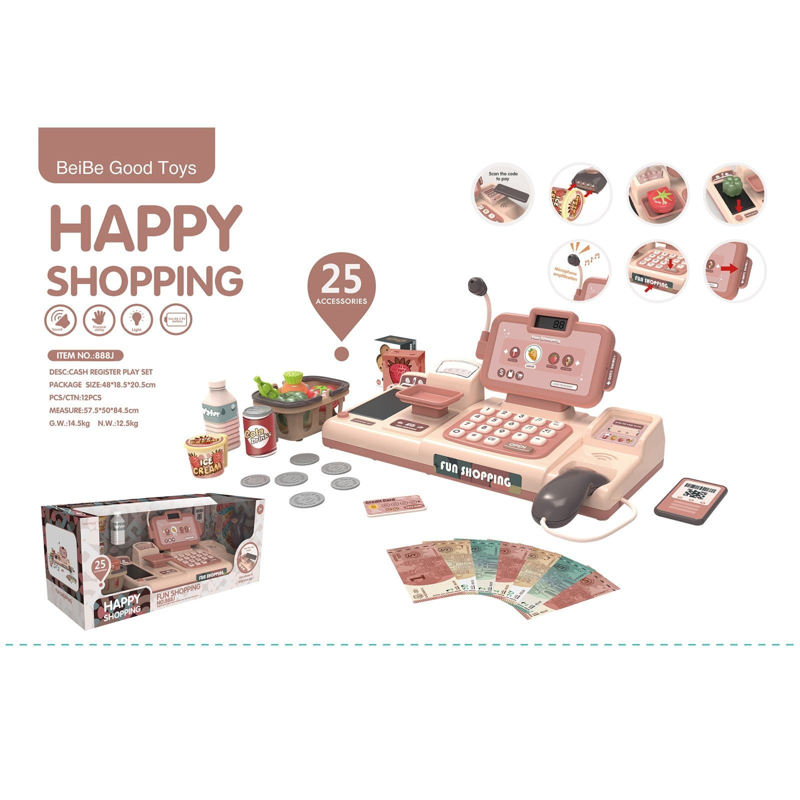 LAY543 Kids Pretend Play Grocery Store Cashier Register Playset with ...