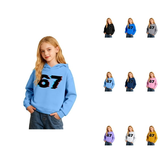 Kids' Casual Long-Sleeved Printed Hooded Sweatshirt, 2-14T, Teen Girls ...
