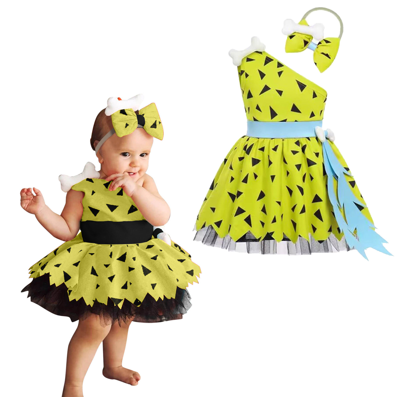 Kids Caveman Dog Bones Stone Age Outfit Birthday Decorations Girl Kids ...