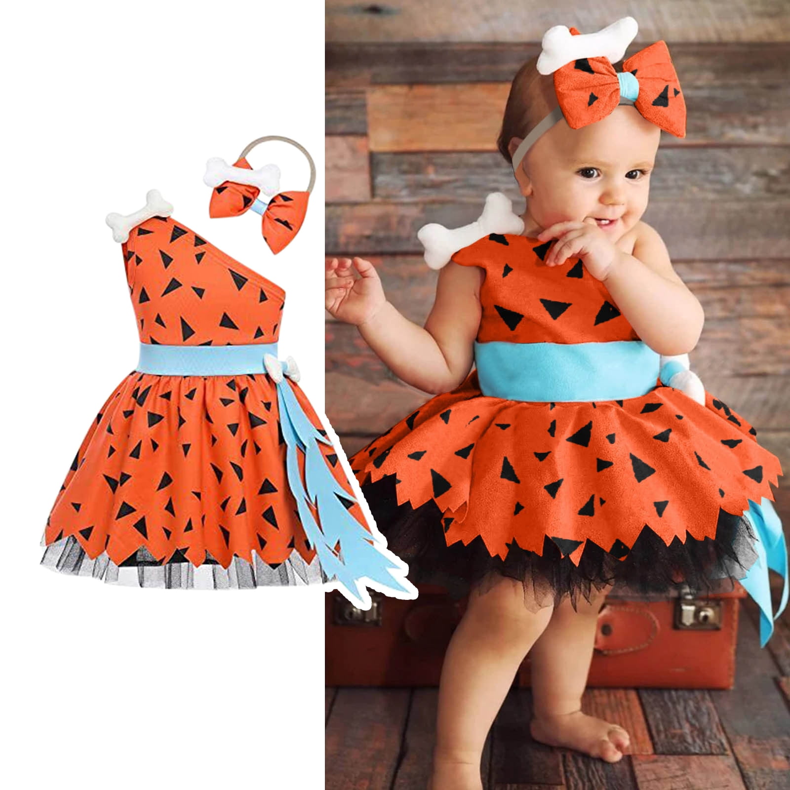 Kids Caveman Costume Girls Dog Bones Historical Stone Age Birthday ...