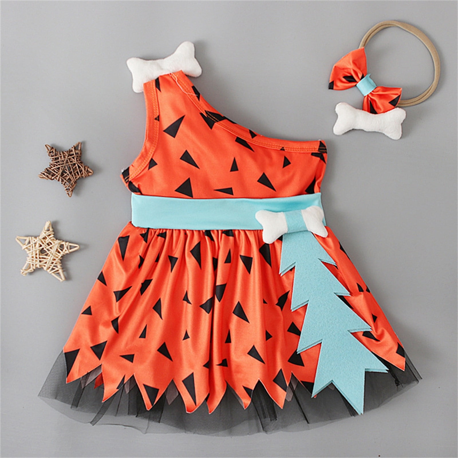 Kids Caveman Costume Girls Dog Bones Historical Stone Age Birthday ...