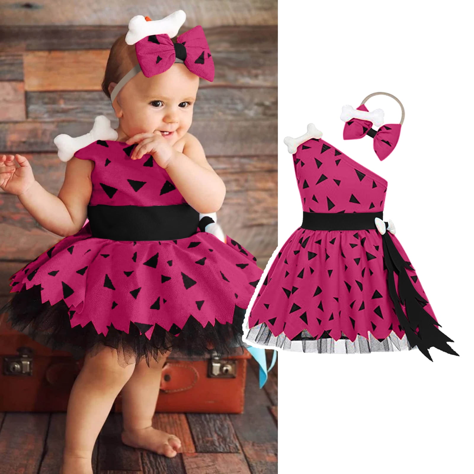 Kids Caveman Costume Girls Dog Bones Historical Stone Age Birthday ...