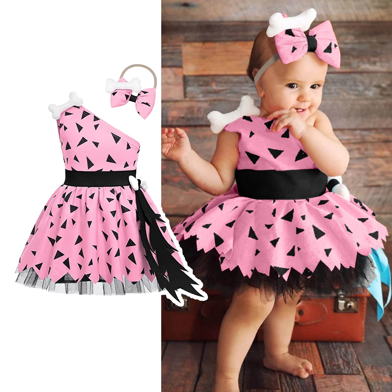 Kids Caveman Costume Girls Dog Bones Historical Stone Age Birthday ...