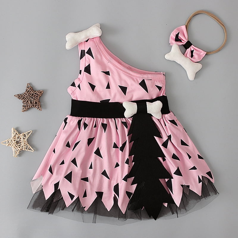 Kids Caveman Costume Girls Dog Bones Historical Stone Age One Birthday ...
