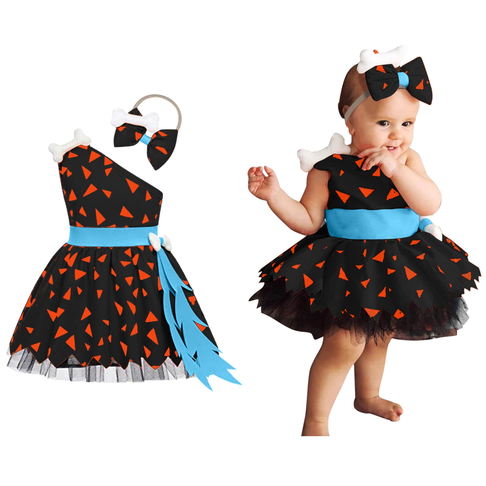 Kids Caveman Outfit Dog Bones Historical Stone Age Kids Girl Halloween ...