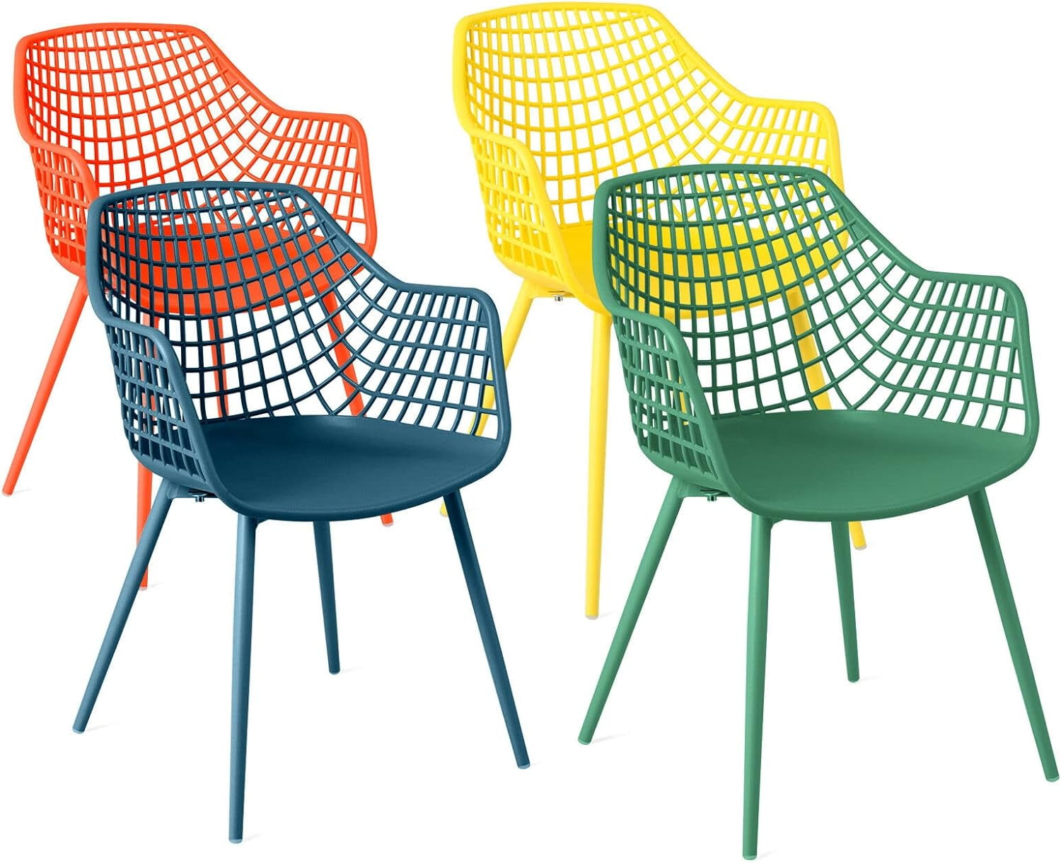 Kids Chair, 4-Piece, Child-Size Chairs with Curved Backrest, Ergonomic ...