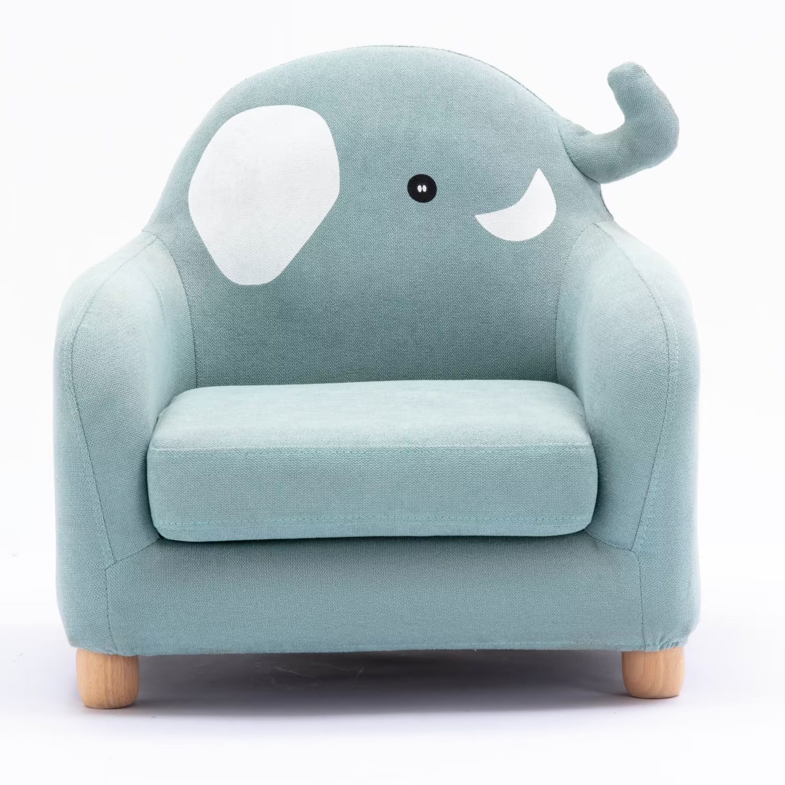 Kids Chair, Cute Upholstered Chair with Animal-shape Backrest and Wood ...
