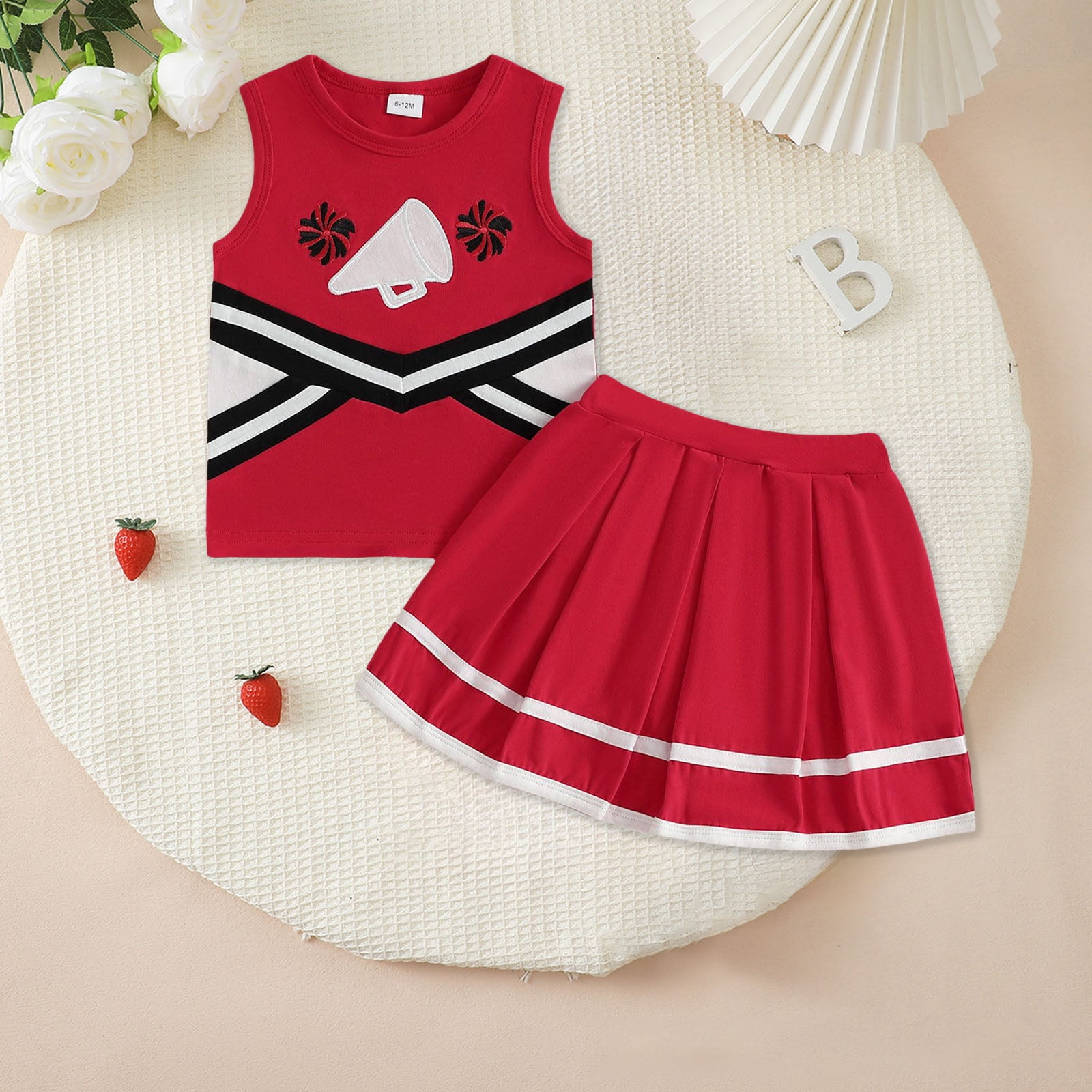 Kids Cheerleader Costume Red 2 Piece Toddler Baby Girl Cheerleader ...