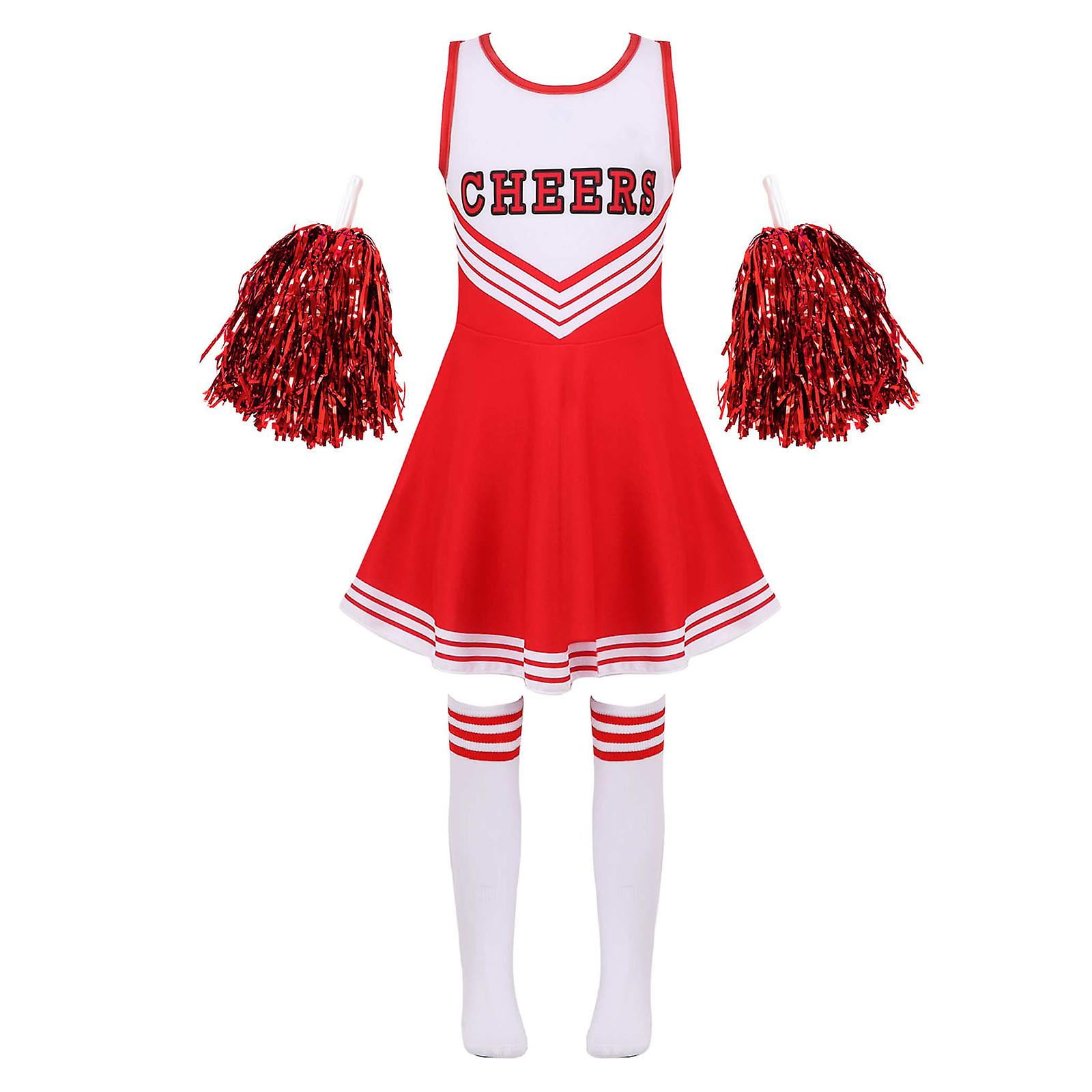 Kids Cheerleading Costume School Girls Cheerleader Uniforms Cheer Dance ...