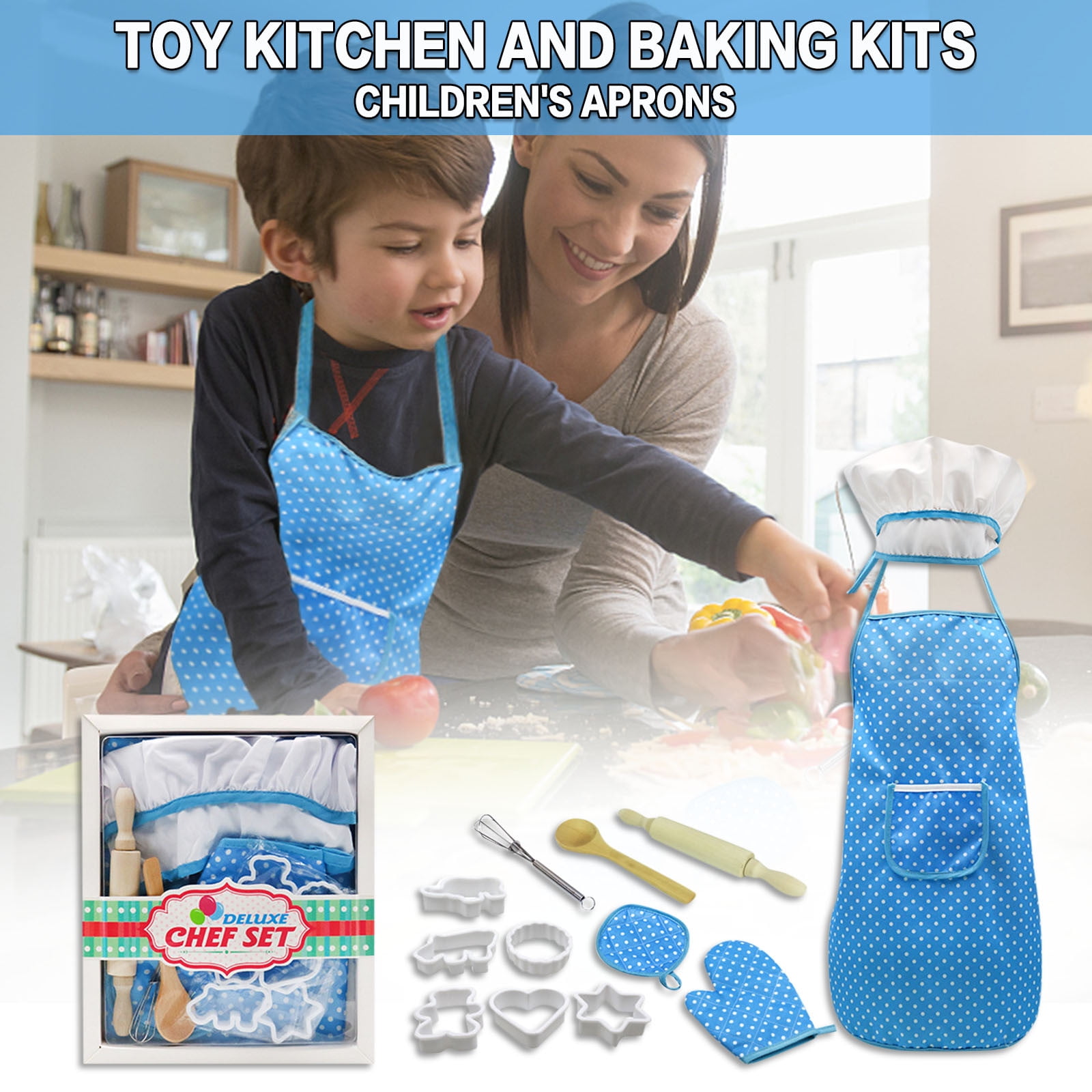 Kids Chef Role Play Set - Complete Kitchen Costume & 12 Baking Tools ...