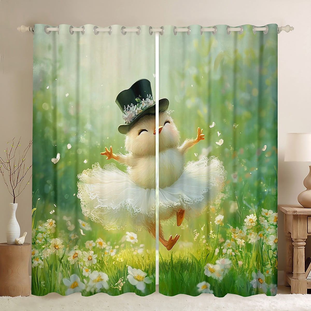 Chicken 30%-50% Blackout Curtains Cute Chick Cock Curtains 38"Wx45"L2 ...