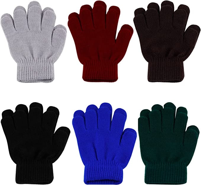 Kids Winter Magic Stretch Gloves, 6-Pack Assorted Colors for Boys Age 7 ...