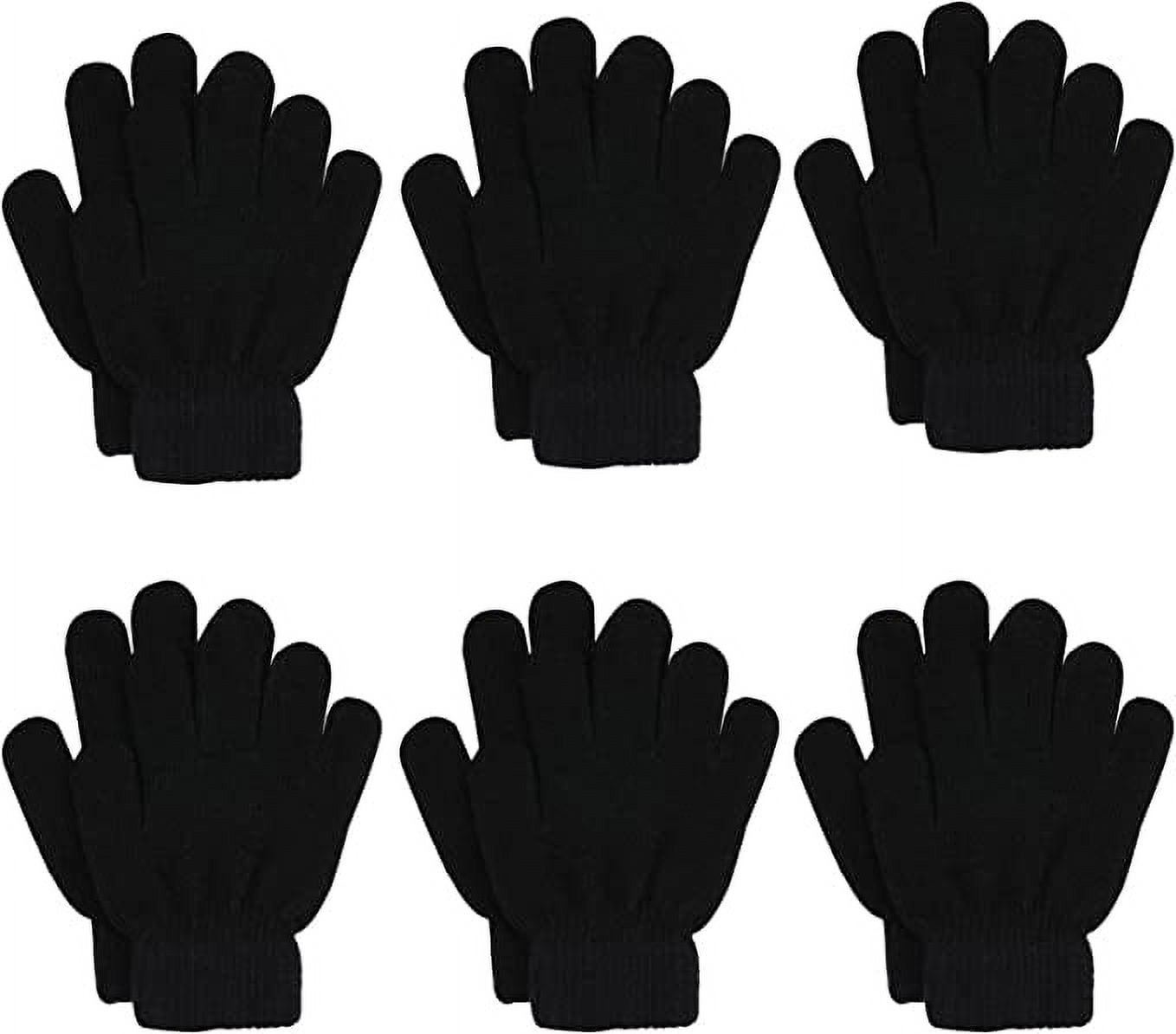 Kids Childrens Winter Stretch Magic Gloves Childrens Boy's 6-Pack Black ...