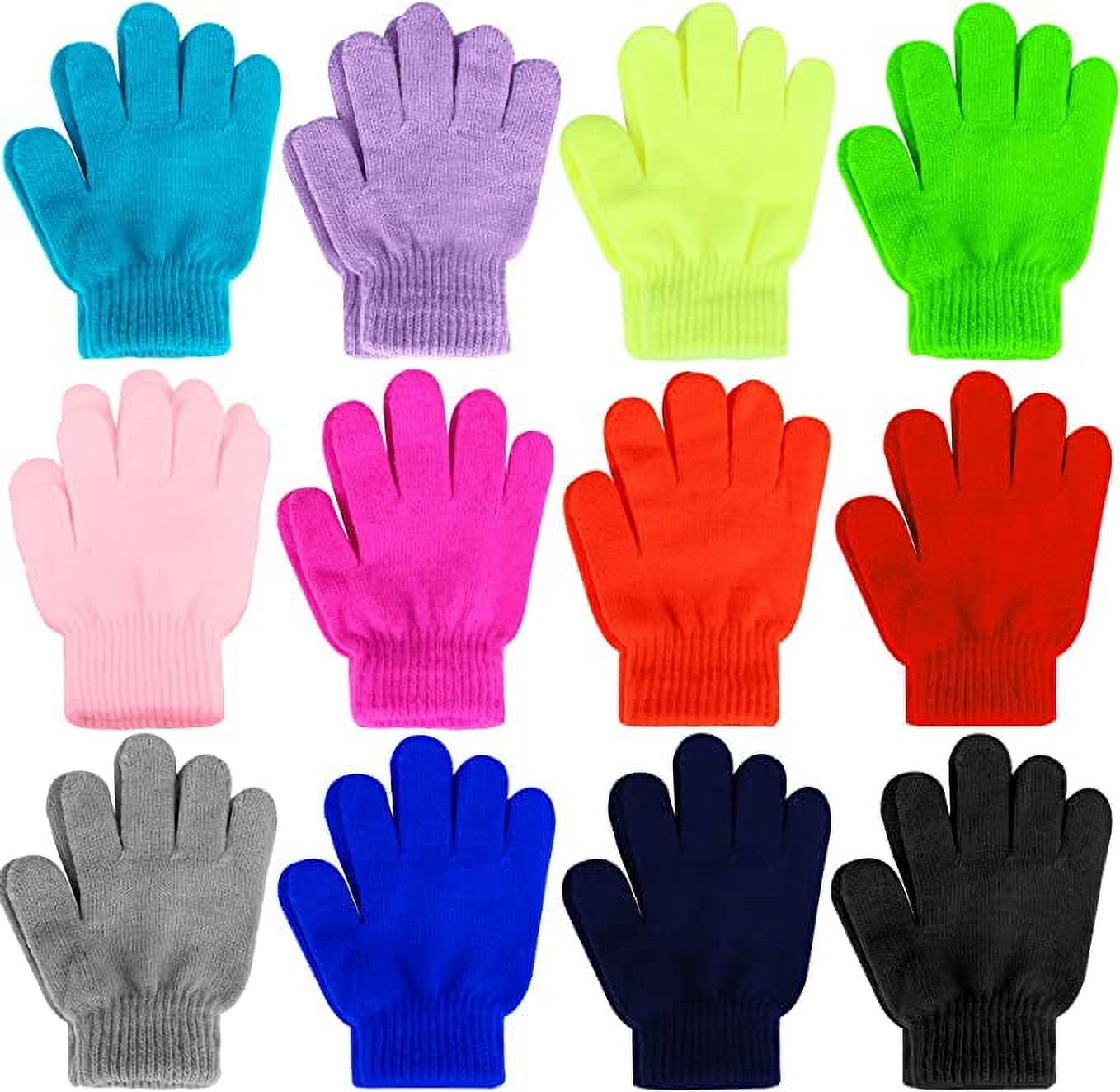 Kids Winter Multi-Knit Magic Gloves, 12-Pack Assorted Colors for ...