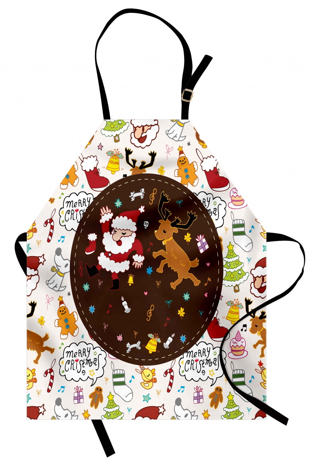 Kids Christmas Apron Dancing Santa and Reindeer Happy New Year Cute ...
